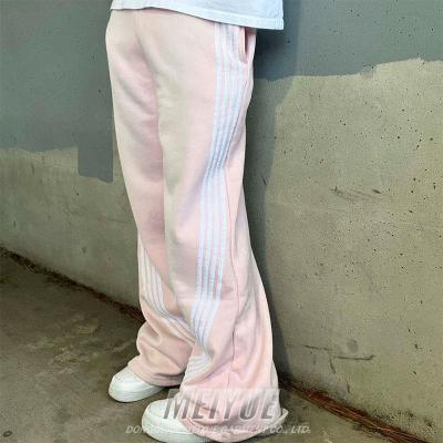 China Custom Trouser Joggers Acid Washed Heavyweight Cotton Jogger Track Vintage Pants Men Sun Faded Baggy Wide Leg Striped Sweatpants for sale