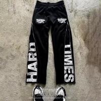 China Custom Logo Silk Screen Printing Letter Zipper Zip up Side Cotton French Terry Baggy Wide Leg Sweat Pants Flare Sweatpants Men for sale