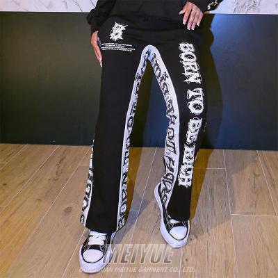 China Custom Embroidery Baggy Flare Sweat Track Pants Mens Heavyweight Cotton Loose Jogger Acid Wash French Terry Flared Sweatpants for sale