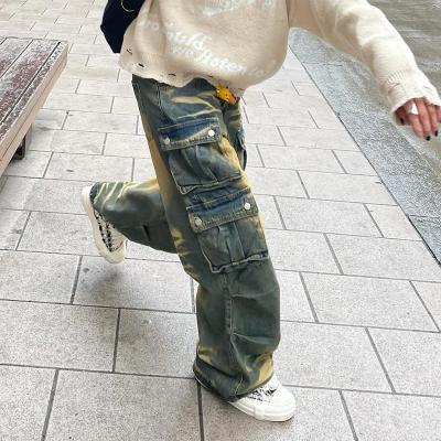 China Custom Men Joggers Jeans Cargo Pant Flared Baggy Oversized Streetwear Sweatpants Men Casual Sweat Track Jeans Pants for Men for sale
