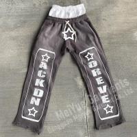 China Custom Mens Double Waisted Joggers Wide Leg Flare Baggy Stacked Sweatpants Men Casual Sweat Acid Wash Pants Trousers for Men for sale