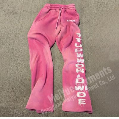 China Anti Wrinkle Streetwear Sweatpants Wide Leg Flared Baggy Sweatpants Stacked Acid Washed for sale