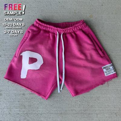 China Custom Shorts Summer Embroidery logo Shorts Acid Washed Rips Distressed Cut Edge Vintage Streetwear Casual Raw Hem Shorts Men for sale