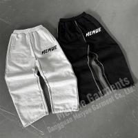 China Custom Mens Joggers Striped Wide Leg Flared Baggy Stacked Sweatpants Men Casual Cotton French Terry Sweat Pants Trousers for Men for sale