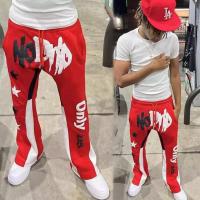 China OEM  French Terry Men Streetwear Flared Joggers  Fleece Cotton Track Flared Sweatpants Custom Print 3d Casual Puff  Logo Man for sale