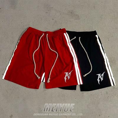 China Custom High Quality Silk Screen Print Graphic Sweat Casual Shorts French Terry Baggy Oversized Striped Sports Cotton Shorts for sale