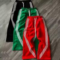 China Custom Logo Jogger Graphic Embroidered Patches Webbing Trimmed Wide Leg Design Track Pants Oversized Nylon Flared Sweatpants for sale
