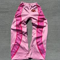 China Custom Windbreaker Side Stripe Embroidery Stacked Joggers Nylon Jogger Wide Leg Baggy Pants Sweatpants Flare Sweat Pants Men for sale
