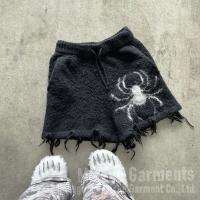 China Custom Shorts Print Logo High Quality Fluffy Fuzzy Knitted Mohair Wool Below Knee Drawstring Streetwear Oversized Shorts for Men for sale