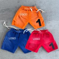 China Custom Print Logo Drawstrings Acid Wash Vintage Men's Shorts Sweat Cotton Distressed Cut Edge Shorts Jogging Shorts for sale