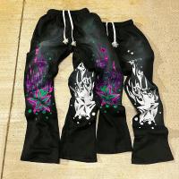 China Custom Screen Dtg Print Stacked Flared Joggers Sweat Pants Men Applique Embroidery Stitching Patches Acid Wash Jogger Sweatpants for sale