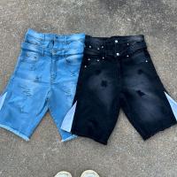 China Embroidered Patches Logo Streetwear Summer Shorts Distressed  Acid Wash Jean Shorts for sale