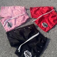 China Custom Windbreaker Button Snap Shorts Embroidery Chenille Nylon Shorts Loose Lightweight Nylon Basketball Gym Shorts for Men for sale