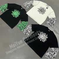 China Custom Streetwear Screen Print Tshirts Patchwork Tee Long Sleeve Unisex Double Layer T Shirt Oversized Layered Cotton T-shirt for sale