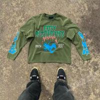 China Custom Print Logo Graphic Tee Top Screen Printed Heavy Cotton Double Layer Streetwear Vintage Long Sleeve T-shirts for Men for sale