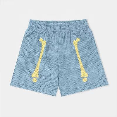 China Custom Summer Breathable Shorts Skull Print Logo Clothing Manufacturer Basketball Embroidered Double Layer Mesh Shorts for Men for sale
