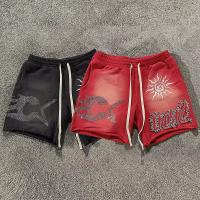 China Anti Wrinkle Plus Size Rhinestone Shorts Vintage Mens Distressed Shorts Quick Dry for sale