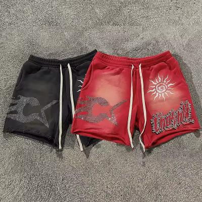 China Anti Wrinkle Plus Size Rhinestone Shorts Vintage Mens Distressed Shorts Quick Dry for sale