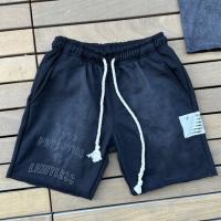 China 2024 High Quantity Fashion Causal Jogger Sweat Short 100 Cotton Puff Printing Logo Distress Label Mens Acid Washed Shorts for sale