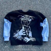 China Custom Screen Print Logo Double Layer Long Sleeve 100% Cotton Tshirt Workout Streetwear Men Oversized Sweatshirt T Shirt for Men for sale