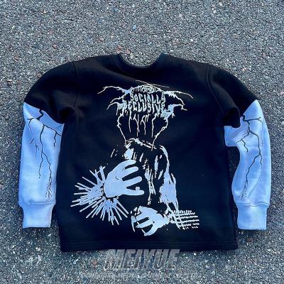 China Custom Screen Print Logo Double Layer Long Sleeve 100% Cotton Tshirt Workout Streetwear Men Oversized Sweatshirt T Shirt for Men for sale