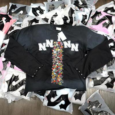China Custom Embroidered Patch Mens Long Sleeve Summer Shirts Cropped Long Sleeve Tee for sale