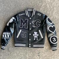 China Custom Logo Patchwork Streetwear High Quality Chenille Embroidery Winter Leather Bomber Letterman Men Varsity Jacket for Men for sale
