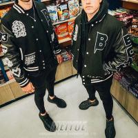 China Custom Logo 100% Cashmere Streetwear Varsity Jacket With Leather Sleeves for sale