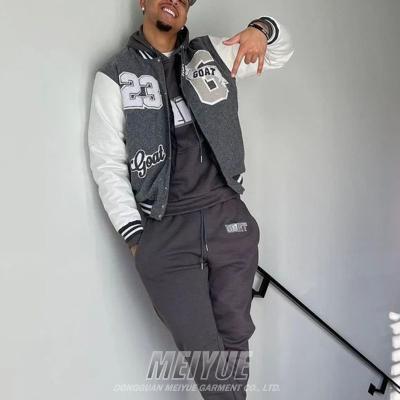 China Custom Wholesale Blank Men Varsity Jackets Chenille Leather Sleeves Letter Embroidery Patch Baseball Letterman Fleece Tracksuits for sale
