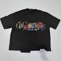 China Custom Print Logo Manufacturer Streetwear Panel Boxy Screen Printed Sun Faded Tee Patchwork Uneven Hem Cut and Sew Men T Shirt for sale
