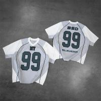China OEM Clothing Manufacturers Custom Jersey T Shit Men Polyester Patchwork Number Sport Mesh Football T Shirt for Men for sale