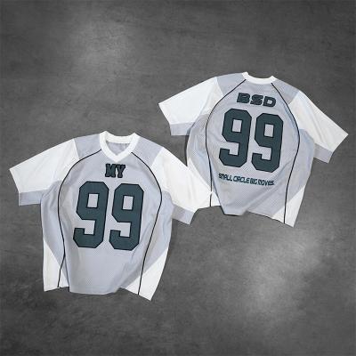 China OEM Clothing Manufacturers Custom Jersey T Shit Men Polyester Patchwork Number Sport Mesh Football T Shirt for Men for sale