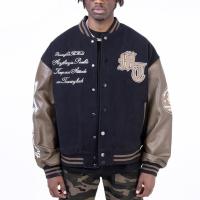 China Clothing Manufacturers Custom College Vintage Jacket Mens Streetwear Varsity Towel Embroidery Fleece Oversized Bomber Jacket for sale
