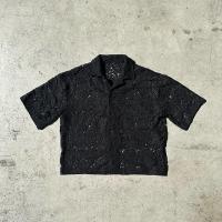 China Custom Lace Embroidery Handwoven Logo Boxy Retro Linen Breathable Tshirt Plaid Shirt Crochet Button up Polo Shirts for Men for sale