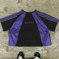 China Custom Jersey Streetwear Graphic Vintage Sublimation Polyester American Retro Soccer Color Blocks Stripe Boxy Fit Men's T-Shirts for sale