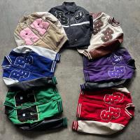 China Chenille Embroidery Leather Sleeve Mens Bomber Varsity Jacket Breathable for sale