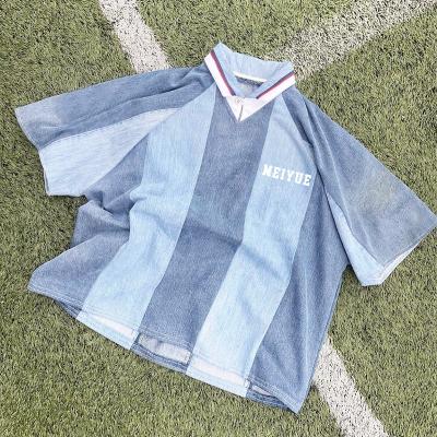 China Custom Jersey Stripe High Quality Boxy Screen Print Polo Shirt Sport Jersey Wholesale Mesh Soccer Jersey T-Shirts for Men for sale