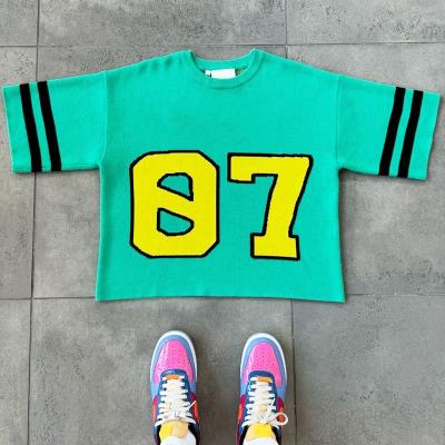 China Custom Print Logo Shorts Sleeve Oversized Heavyweight Unisex Boxy Knitted Jersey Cropped Men's T-Shirts Cotton T-Shirts Soft for sale