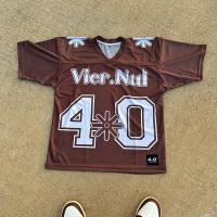China Customized V Neck Mens Streetwear Shirts Mesh Knitted Custom Soccer Shirt 300 Grams for sale