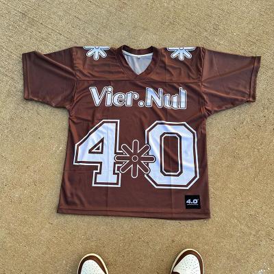 China Customized V Neck Mens Streetwear Shirts Mesh Knitted Custom Soccer Shirt 300 Grams for sale