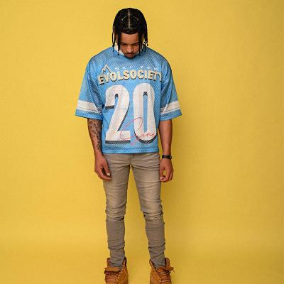 China Custom V Neck Screen Print T Shirts Quick Dry Oversized Tshirts Boxy Mesh Soccer Wear Basketball Football Jersey T-shirt for Men for sale