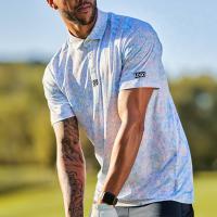 China Custom High Quality Polyester Spandex Blade Collar Golf Polo Shirt Wholesale Men Sublimation Printed Golf Shirt for sale