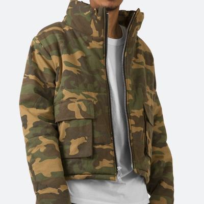 China OEM Designer Puff Padded Coat Oversized Jacquard Men's Down Winter Custom Windbreaker Bubble Down Camo Puffer Jackets for Men for sale