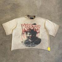 China Custom Sublimation Cropped Boxy T Shirt Streetwear Oversized T Shirt Digital Print for sale