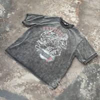 China Vintage Distressed Acid Wash Mens Urban T Shirts Breathable 100 Grams To 300 Grams for sale