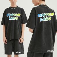 China Customizable  Vintage Streetwear T Shirts Men 100% Cotton Acid Wash Black Shirt for sale