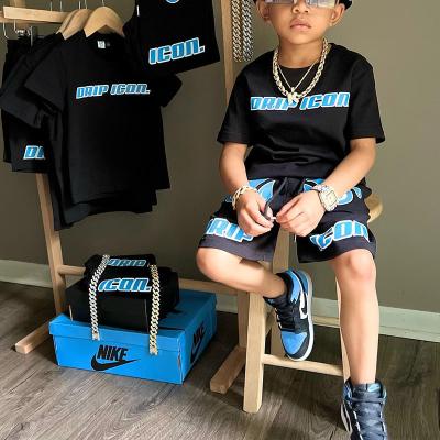 China Heavyweight Kids 2 Piece Shorts Set Screen Printing Tee And Short Set for sale
