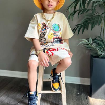 China OEM Service Kids Two Piece Shorts Set Screen Printing T Shirt And Short Set for sale