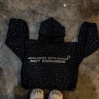 China Heavyweight Black Rhinestone Hoodie Streetwear Vintage Distressed Hoodie Windproof for sale