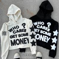 China Regular Streetwear Rhinestone Hoodie Drop Sleeve Hoodie Pullover Anti Pilling for sale